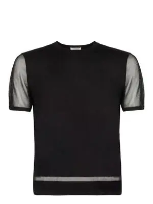 Agnona Mesh-panel Knitted T-shirt - Black