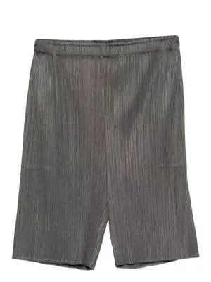Issey Miyake Elasticated-waist Pleated Shorts - Grey