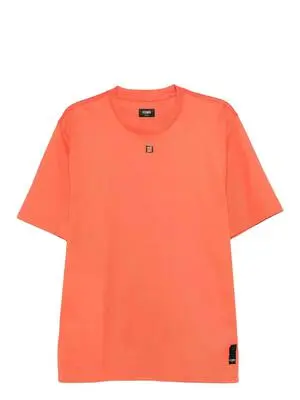 Fendi Logo-plaque Cotton T-shirt - Orange