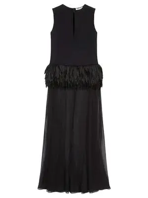 Ports 1961 Feather-embellished Maxi Dress - Black