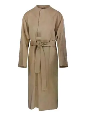 SANDBEIGE Belted Long Sleeve Coat - Neutrals