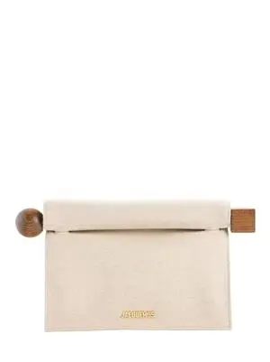 Jacquemus La Pochette Rond Carré Canvas Clutch - Light Greige