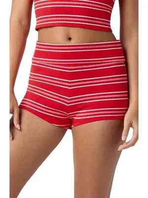 FLORENCE BY MILLS Shortie Ribbed Shorts Poppy Red Strpe