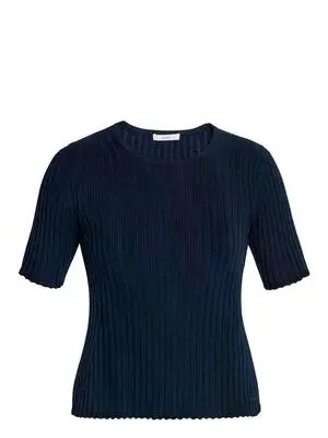 Erdem Ribbed Short-sleeve Top - Blue