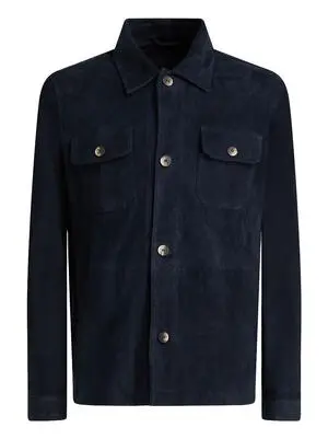 Frescobol Carioca Ravi Suede Overshirt - Midnight Blue