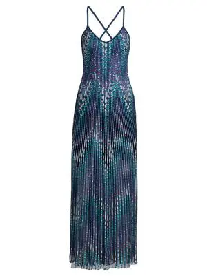 Missoni Ribbed Jacquard-knit Maxi Slip Dress - Purple