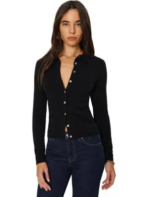 REFORMATION Florentina Cashmere Collared Cardigan - Black