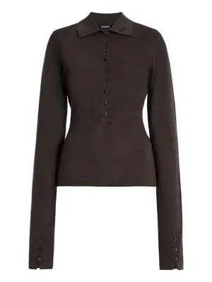 Jacquemus Wool-blend Polo Top - Brown