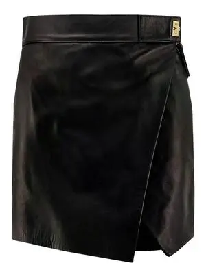 Elisabetta Franchi Zip-fastening Leather Wrap Skirt - Black