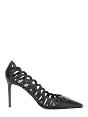 AQUAZZURA 85mm Perforated Leather Pumps - Black