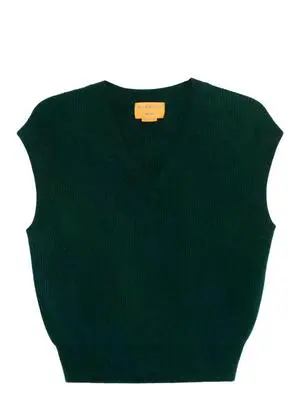 Guest In Residence Cashmere V-neck Sleeveless Sweater - Green