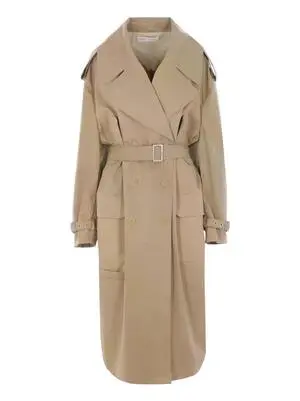NICCOLO PASQUALETTI Belted Trench Coat With Chain Detail - Neutrals