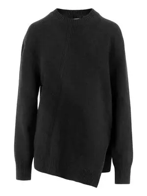 JIL SANDER Asymmetrical Ribbed Sweater - Black