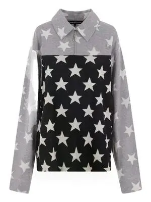 REWARD IF FOUND Star-print Polo Top - Grey