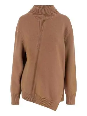 JIL SANDER High-neck Asymmetrical Sweater - Brown