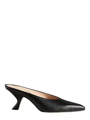Maeve Heeled Mules - Black Leather