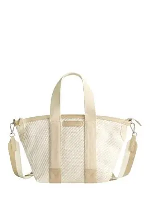 Tommy Bahama Woven Zip-top Tote - Tan/white