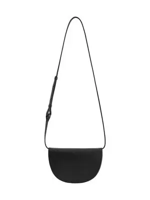 Cos Curved Leather Crossbody Bag - Black