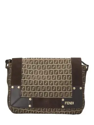Fendi Zucchino Canvas Flap Messenger Bag - Brown