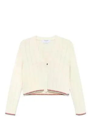 Thom Browne Ribbed Wool Cardigan - Neutrals