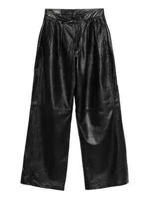 R13 Pleated Leather Trousers - Black