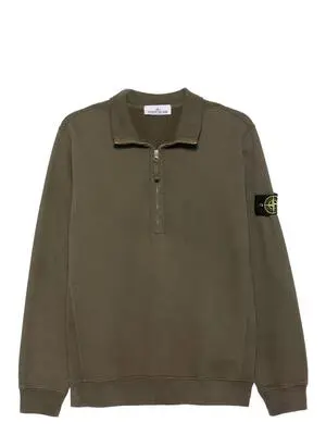 Stone Island Half-zip Patch-logo Sweater - Green