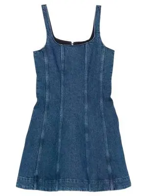 Maje Square-neck Denim Mini Dress - Blue