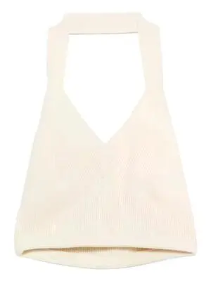 Wardrobe.NYC Cotton Halterneck Top - Neutrals