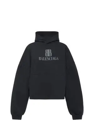 Balenciaga Logo-plaque Cotton Hoodie - Black