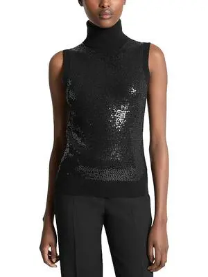 Michael Kors Cashmere Embellished Turtleneck Sweater - Black
