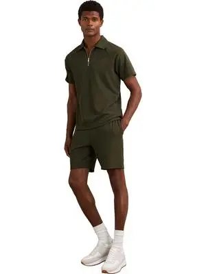 REISS Textured Drawstring Barber Shorts - Green