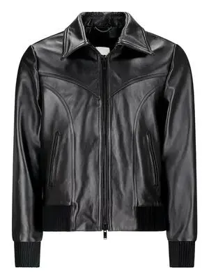 PT TORINO Ergonomic Leather Bomber Jacket - Black