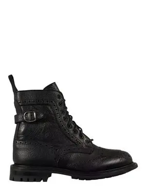 TRICKER'S Buckle-strap Brogue Combat Boots - Black