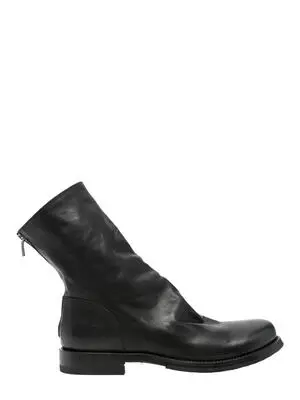 SHOTO Side-zip Leather Boots - Black