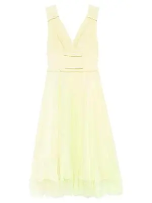 SELF-PORTRAIT Georgette Frill Midi Dress - Yellow