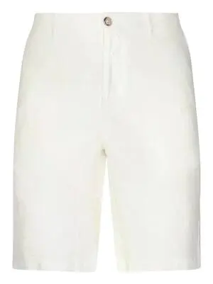 Fedeli Bellows-pocket Linen Shorts - White