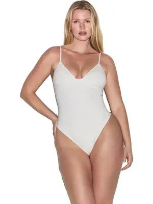 SKIMS Cotton Shapewear Thong Bodysuit - Marble