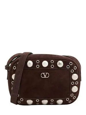Valentino Garavani Nellcôte Studded Suede Cross-body Bag - Chocolate