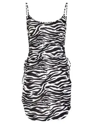 Attico Zebra-print Stretch-jersey Mini Dress - Black