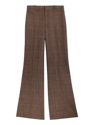 Chloé Checked Flared Wool Trousers - Brown
