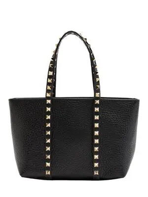 Valentino Garavani Rockstud Mini Grained Leather Tote - Black