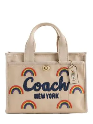 Coach Embroidered Canvas Cargo Tote 26 B4/dark Natural