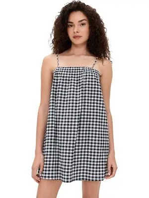 LE BOP Camille Mini Dress - White/black Gingham