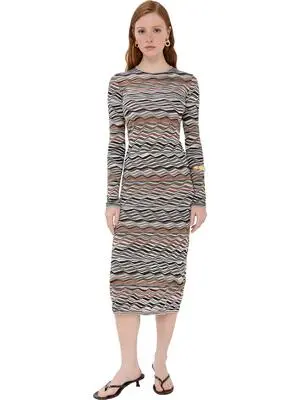 MISSONI Missoni Midi Dress In Wavy Stripe Knit