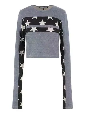 REWARD IF FOUND Cotton Star Print T-Shirt Grey