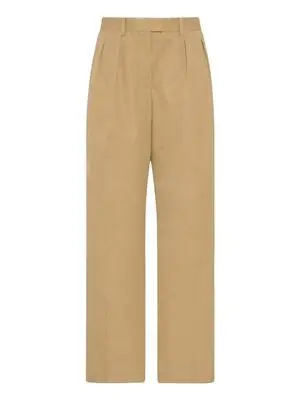 THE ROW Alfidis Straight Leg Trousers - Beige