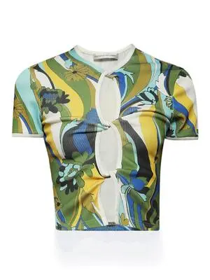 Christopher Esber Open Twist Tee In Acidic Floral Print - Multi