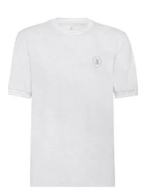 Brunello Cucinelli Logo-embroidered Crew-neck T-shirt - Grey