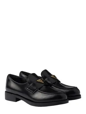 Prada Brushed Leather Loafers - Black