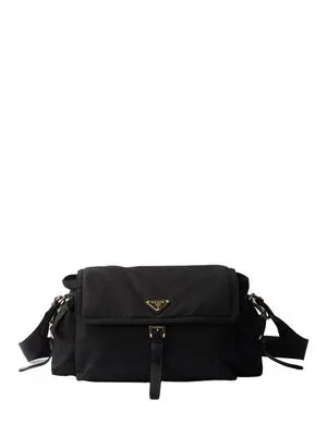 Prada Large Re-nylon Shoulder Bag With Flap - Black